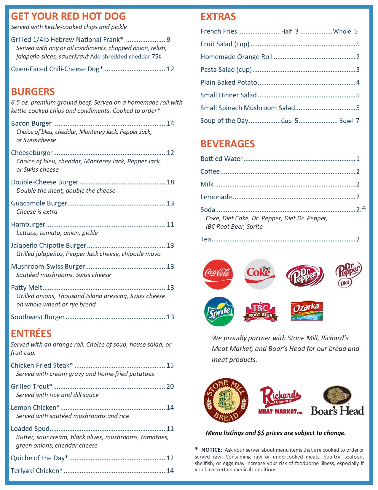 Lunch Menu – Spring Street Grill